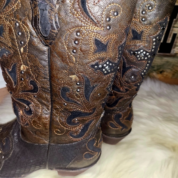 Corral | Shoes | Corral Vintage Python Crystal Cross Boots 5 | Poshmark